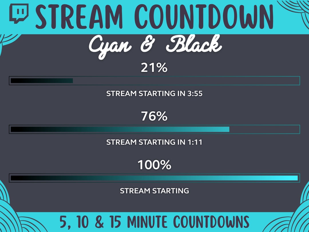 Stream Countdown | Cyan Twitch Timer Streamer Starting Counter - Etsy