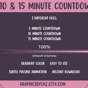 Stream Countdown Timer | Pink & Grey Gradient Twitch Streamer Starting ...
