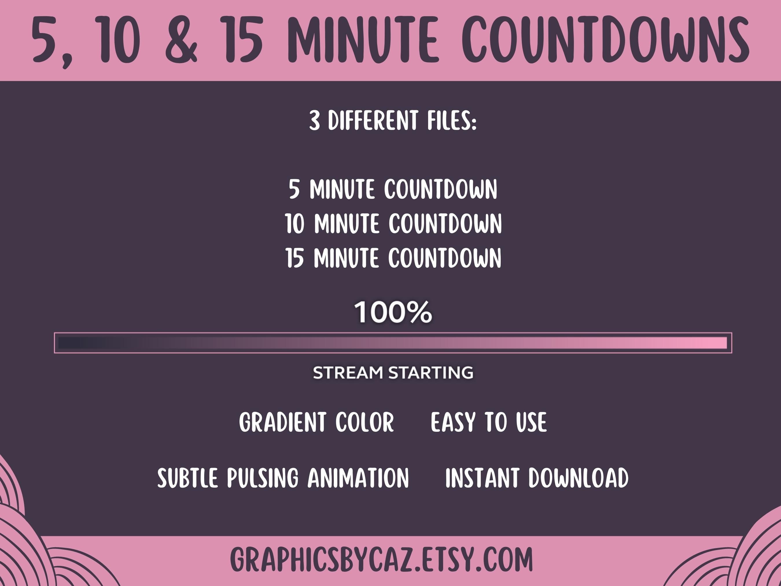 Stream Countdown Timer Pink & Grey Gradient Twitch Streamer - Etsy