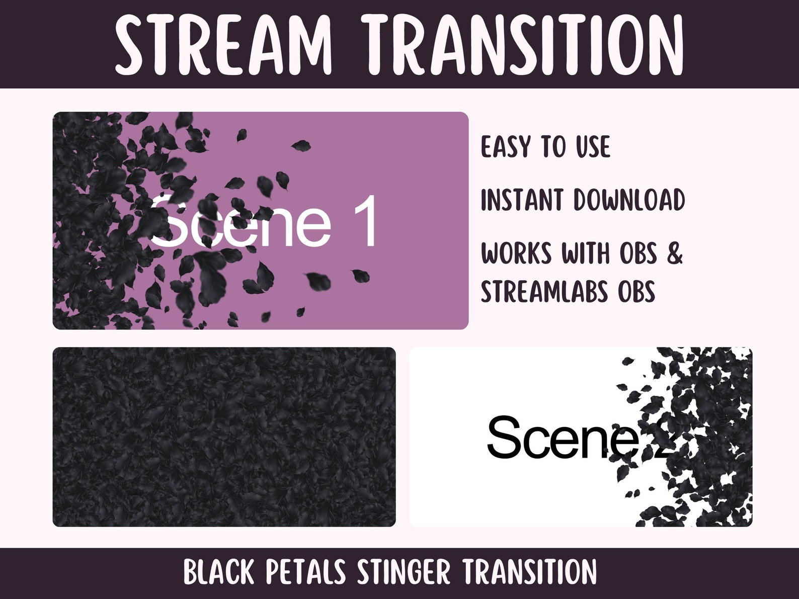 Black Petal Stinger Transition Gothic Twitch Streamer Scene Changer ...