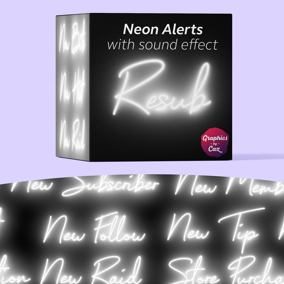 White Neon Alerts With Sound Effect | Animated Twitch Streamer Glowing ...