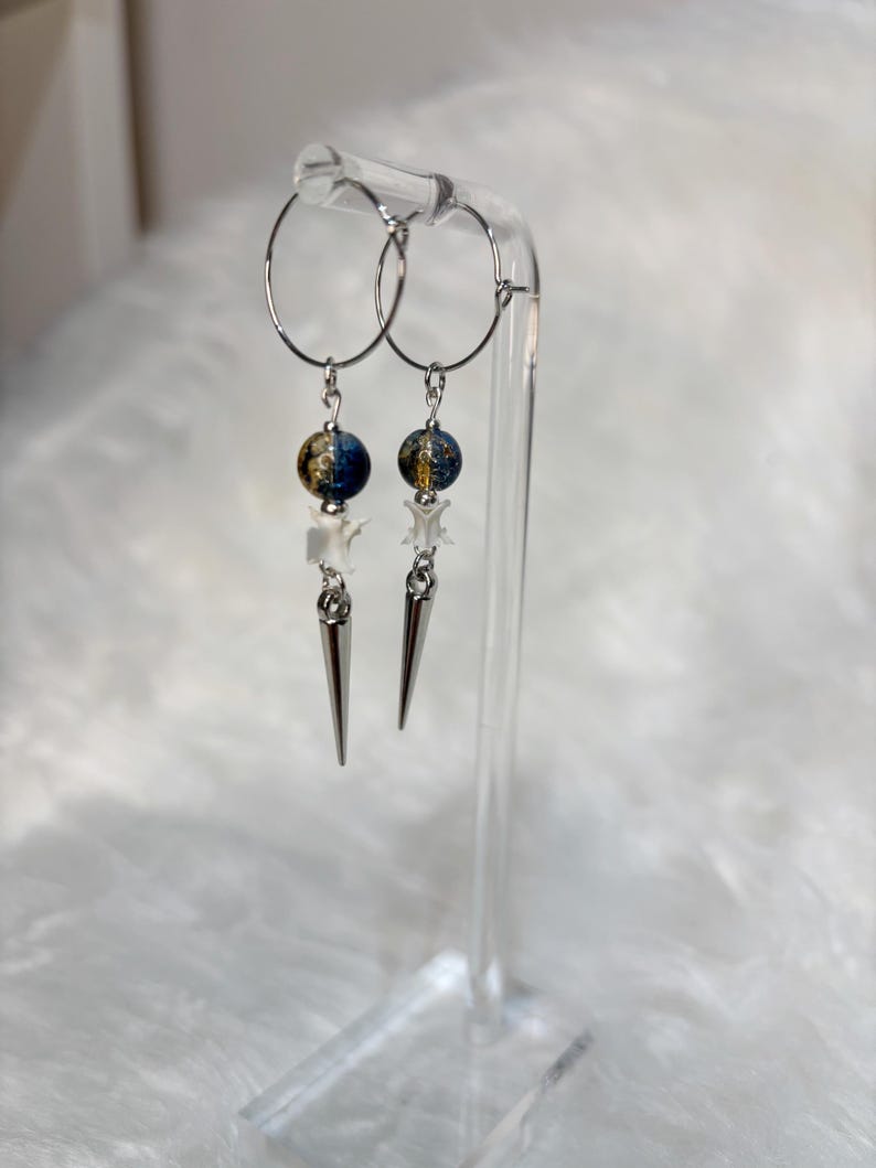 Rattle Snake Vertebra Bone & Spike Hoop Earrings - Etsy