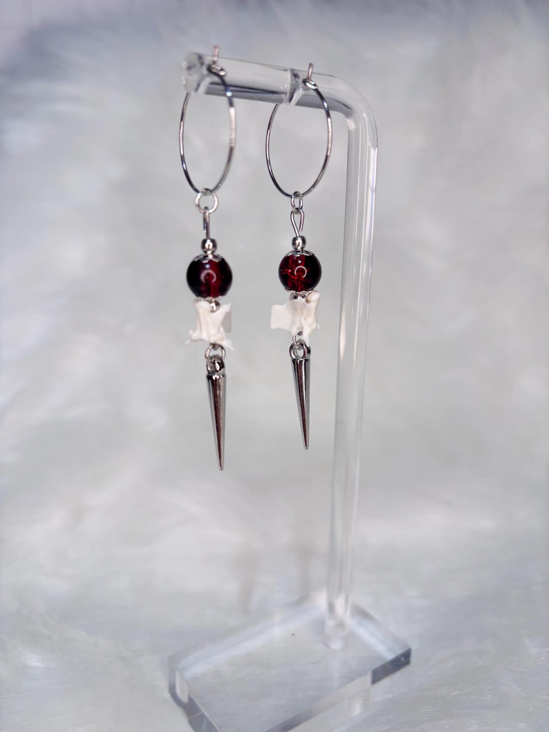 Rattlesnake Vertebra Bone & Spike Hoop Earrings - Etsy