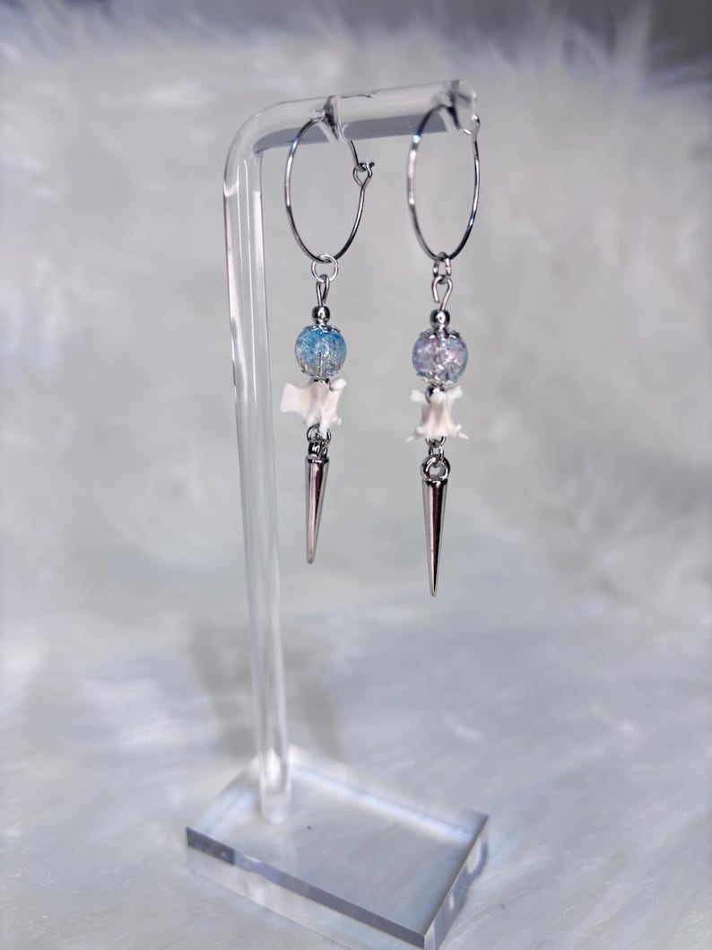 Rattlesnake Vertebra Bone & Spike Hoop Earrings - Etsy