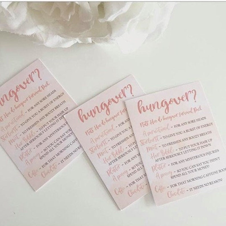 Rose/blush Personalised Hen Weekend Hangover Kit, Recovery Kit Gift ...
