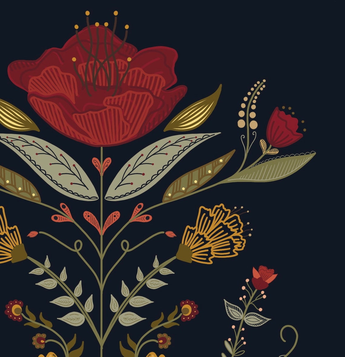 Floral Folk Art, Flowers, PA Dutch Art - Instant Download - Etsy