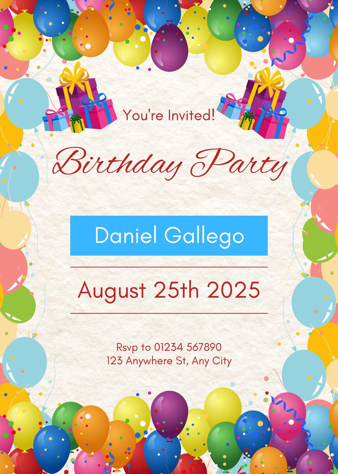 Editable Birthday Balloons Invitation for Children, Teens and Adults - Etsy