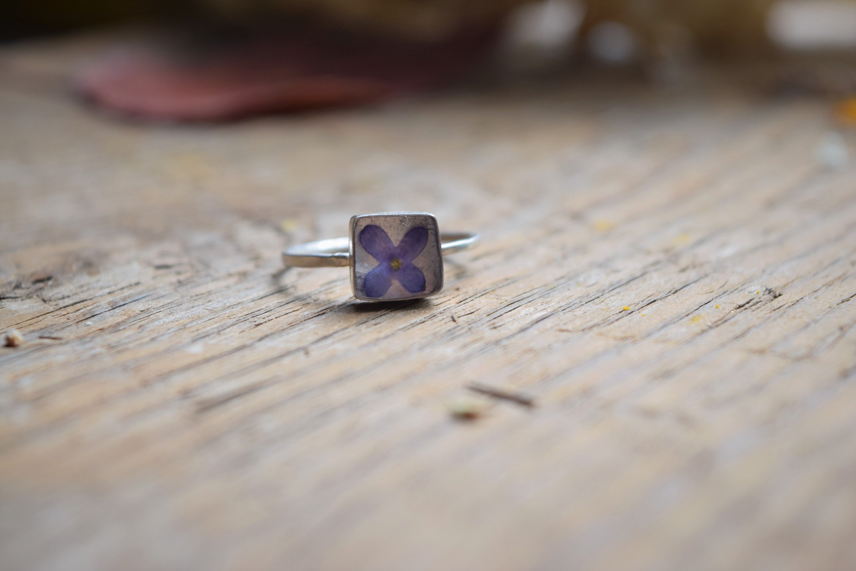 Handmade Sterling Silver Ring With Real Verbena Flower - Etsy