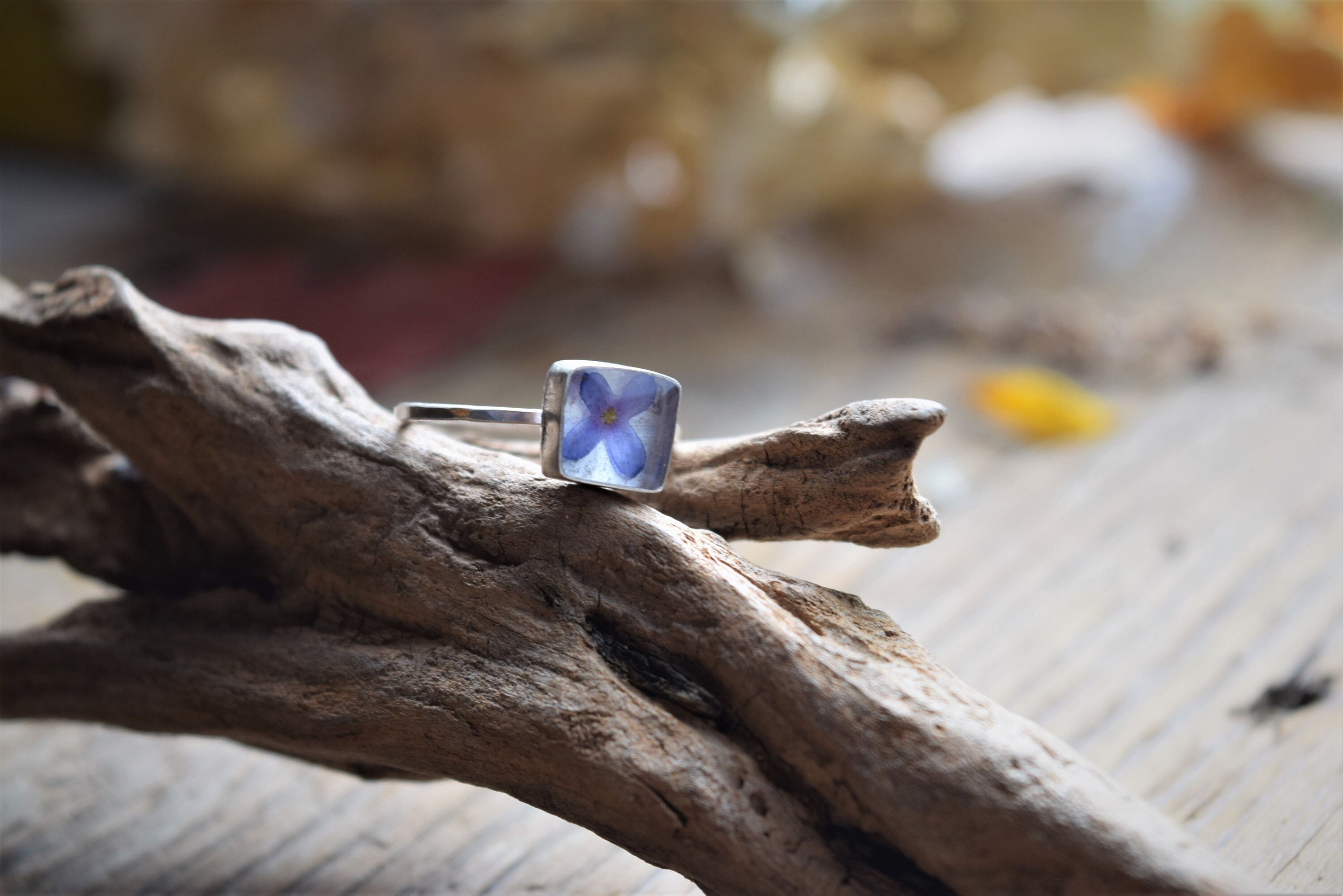 Handmade Sterling Silver Ring With Real Verbena Flower - Etsy