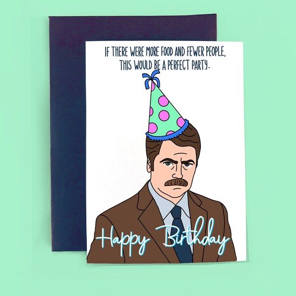 Printable Birthday Cards Ron Swanson - Etsy