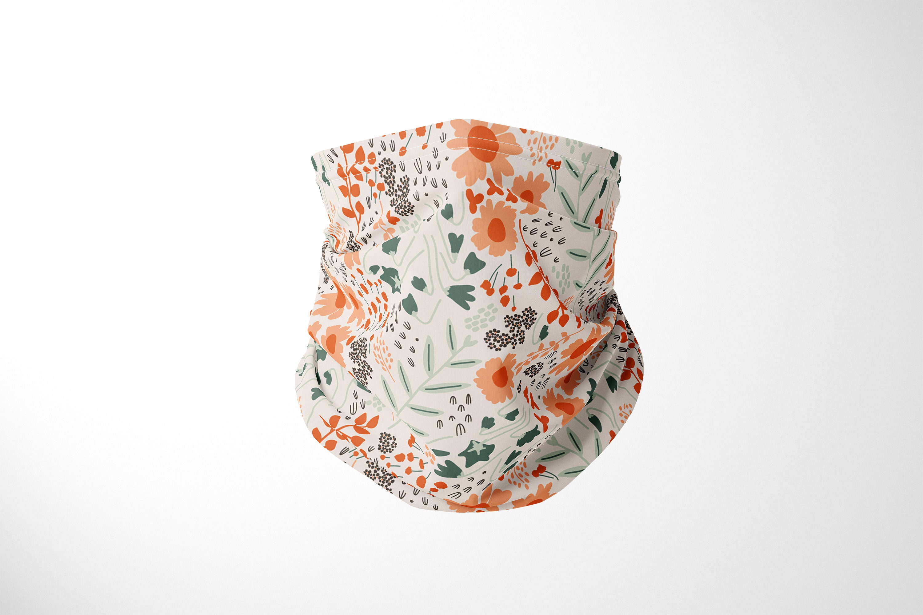 Forest Botanical Peach Floral Neck Gaiter, Winter Ski Buff - Etsy