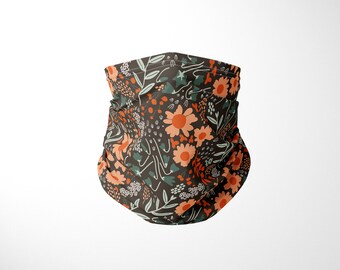 Forest Botanical Peach Floral Neck Gaiter, Winter Ski Buff - Etsy