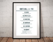 God's Will Printable Scripture Artwork Bible Verse Art - Etsy