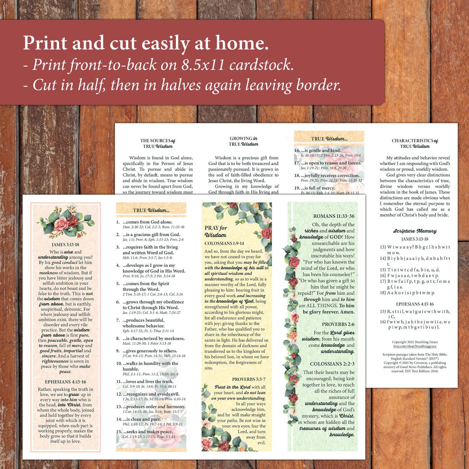 True Wisdom Bible Study Bookmarks - Scripture Memory Prompts ...