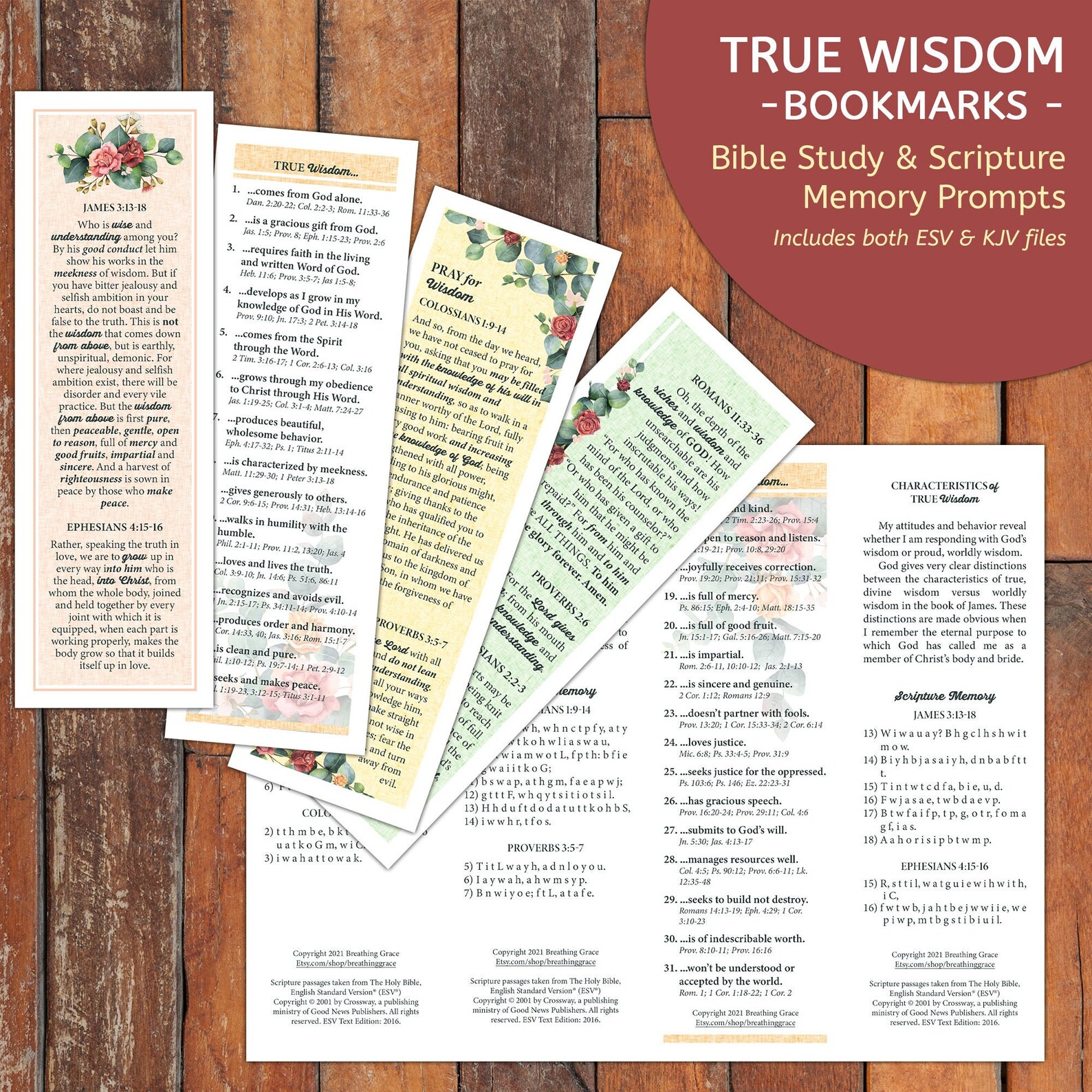 True Wisdom Bible Study Bookmarks - Scripture Memory Prompts ...