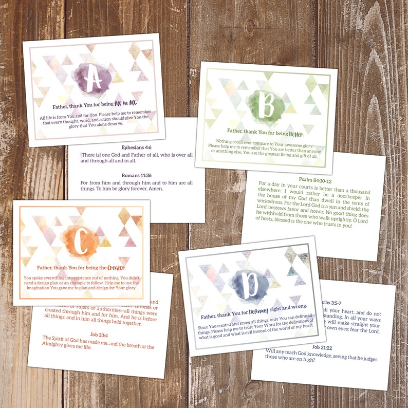 Abcs of God's Greatness - Kids Bible Flash Cards - Scripture Memory ...