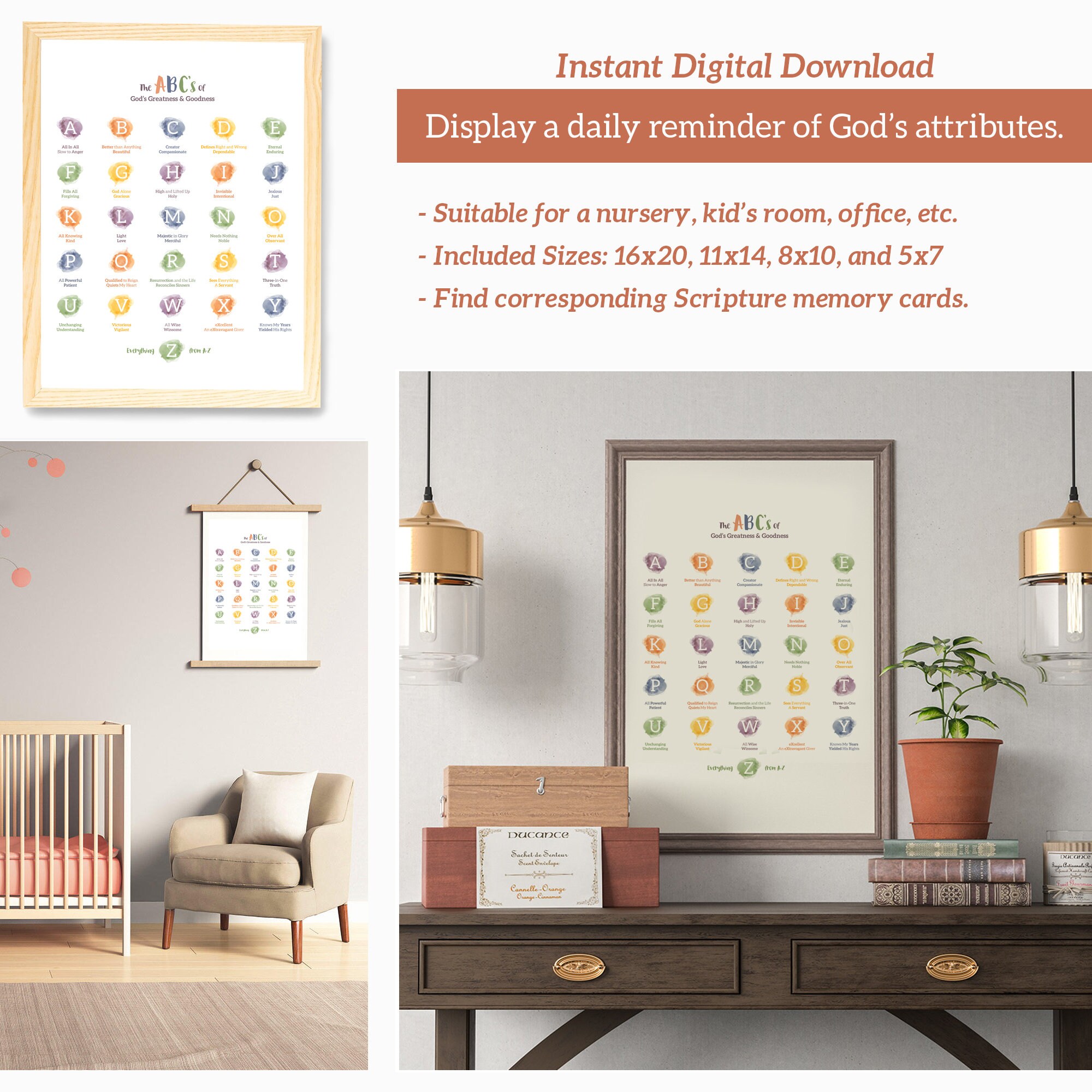 God's Attributes ABC Printable Abcs Wall Art Digital Dowload Nursery ...