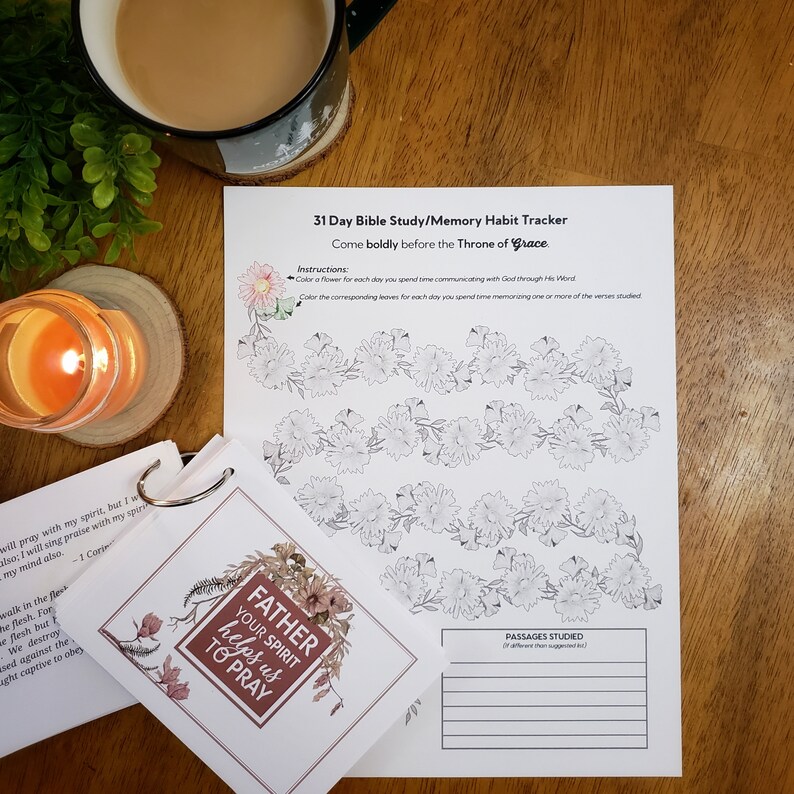 31 Day Habit Tracker - Bible Study Tracker - Bible Memory Coloring ...