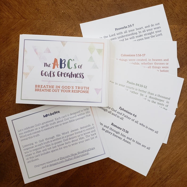 Abcs of God's Greatness - Kids Bible Flash Cards - Scripture Memory ...