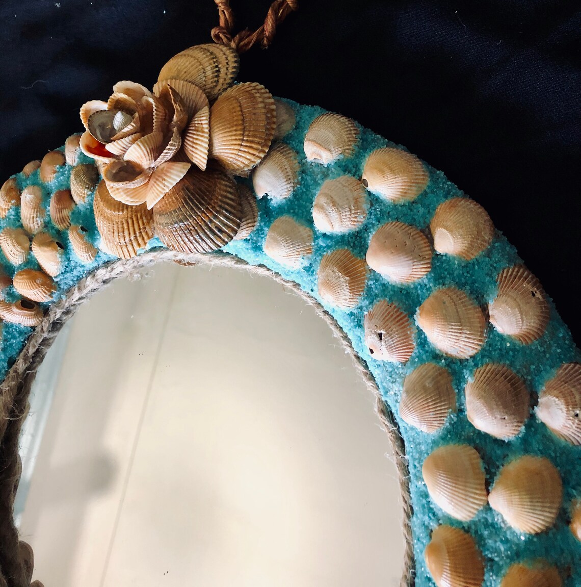 Handmade Cockle Shell & Blue Sand Mirror - Etsy