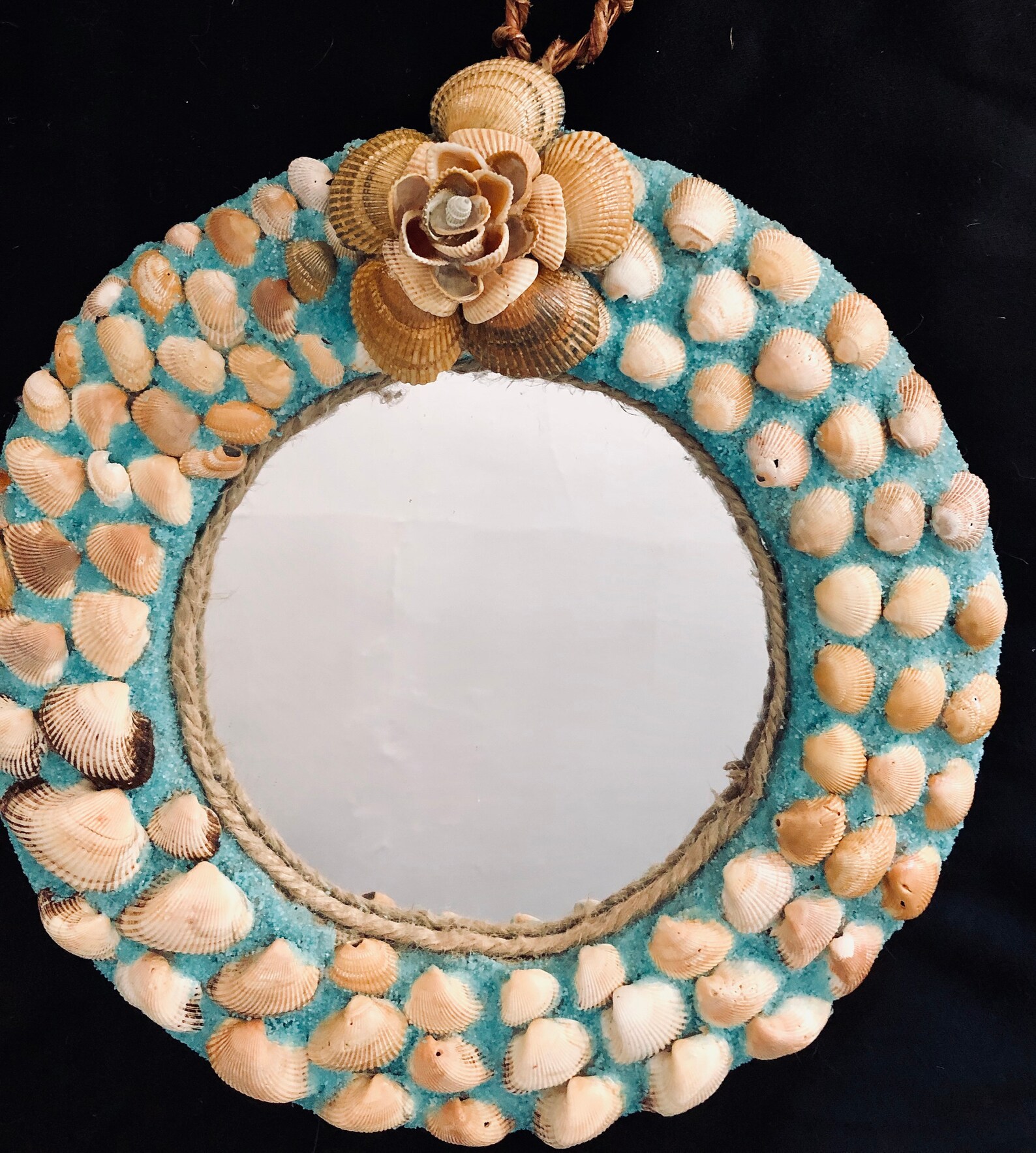 Handmade Cockle Shell & Blue Sand Mirror - Etsy