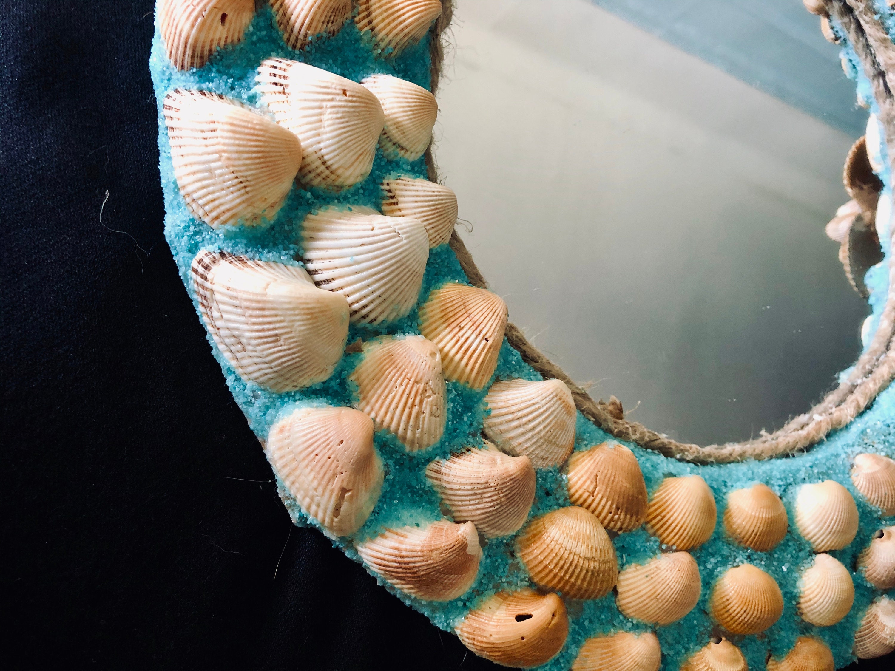 Handmade Cockle Shell & Blue Sand Mirror - Etsy