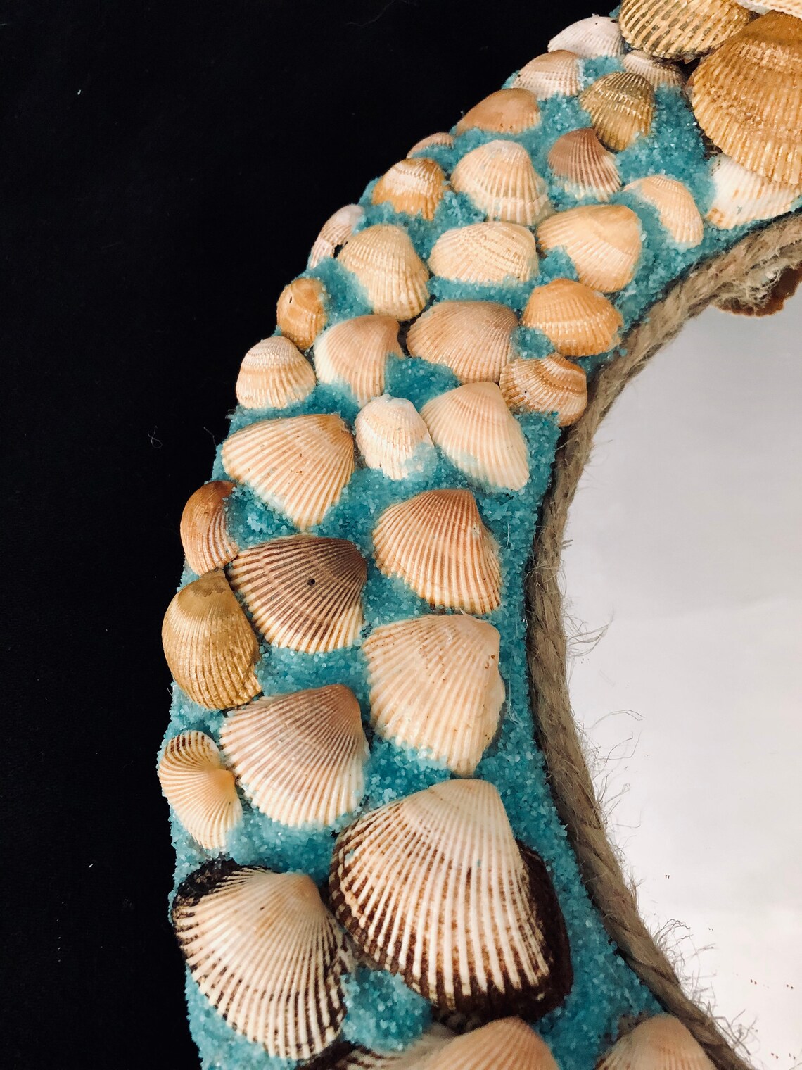 Handmade Cockle Shell & Blue Sand Mirror - Etsy