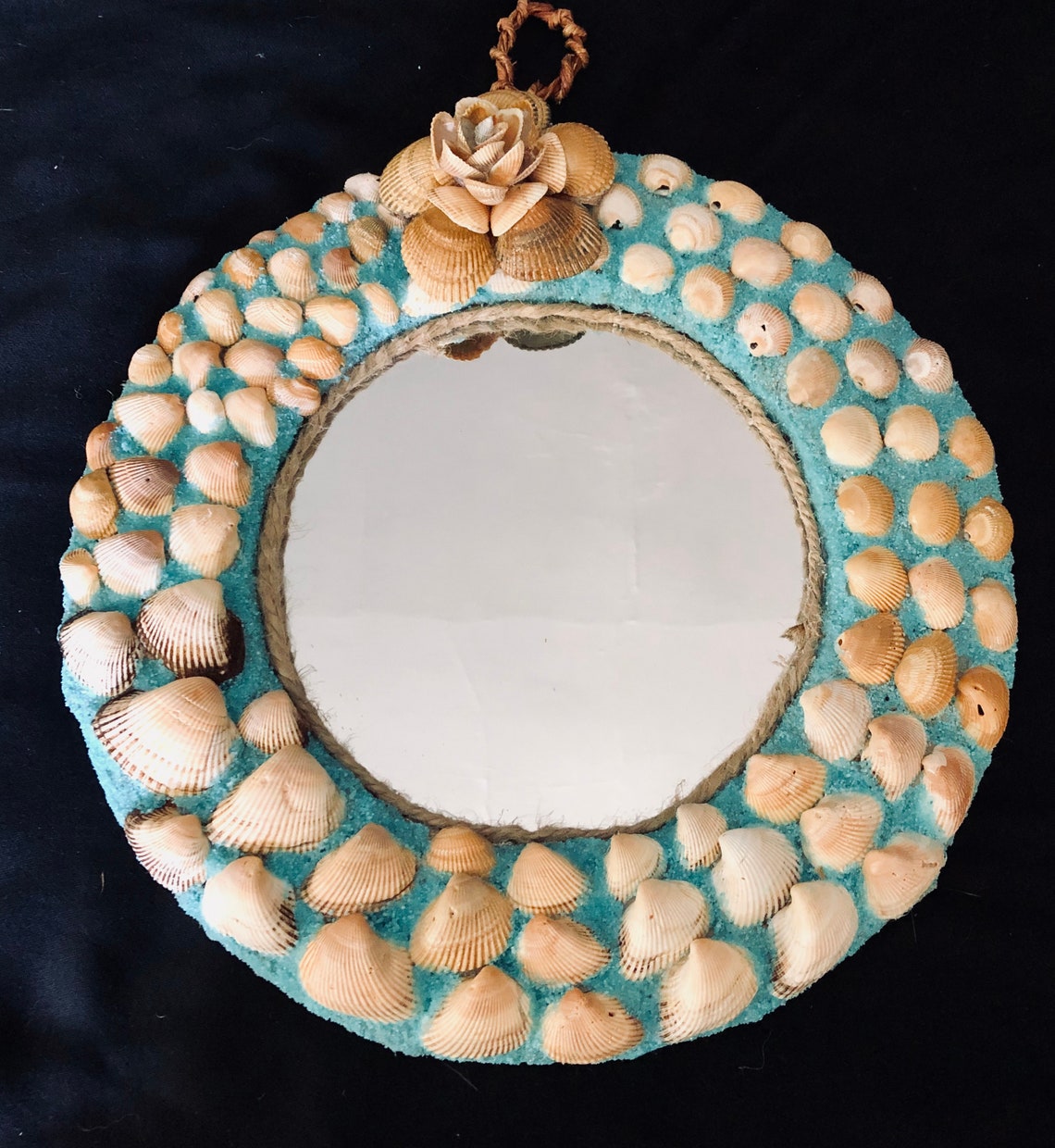 Handmade Cockle Shell & Blue Sand Mirror - Etsy