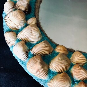 Handmade Cockle Shell & Blue Sand Mirror - Etsy