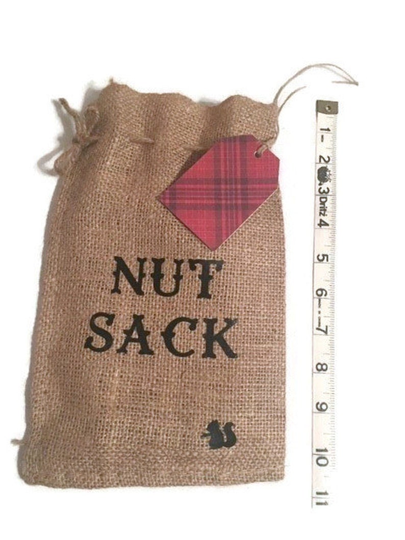 NUT SACK BURLAP Gift Bag & Plaid Tag Christmas Gift Bag Gag Gift Bag ...
