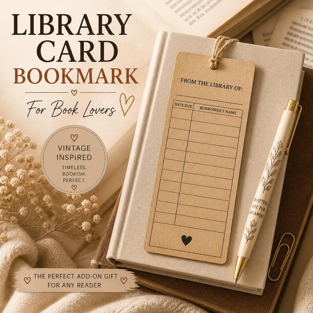 Library Card Bookmark Vintage Bookmark Book Lover Gift Aesthetic ...