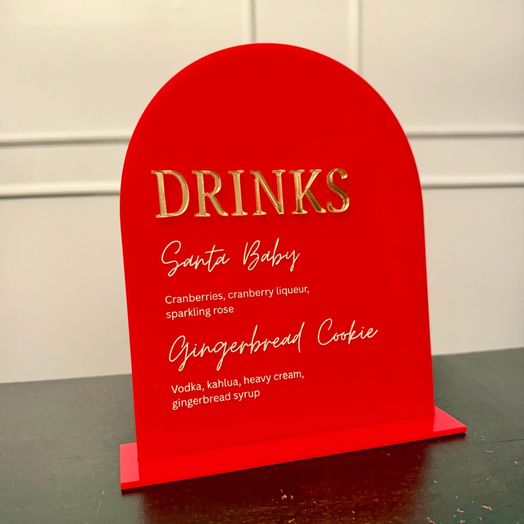 Red Acrylic Bar Sign Wedding Luxury Event Signage Holiday Party Gala - Etsy
