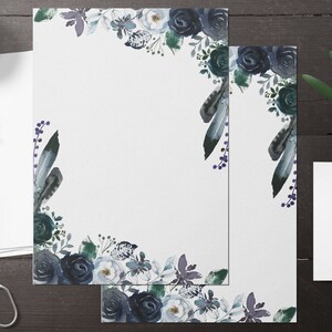 Dark Boho Floral Stationary, Lined and Unlined Journaling Papers ...