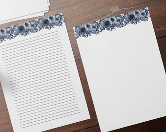 Dark Boho Floral Stationary Lined and Unlined Journaling | Etsy