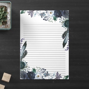 Dark Boho Floral Stationary, Lined and Unlined Journaling Papers ...