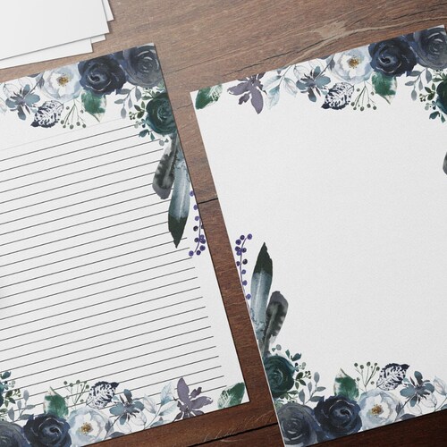 Dark Boho Floral Stationary Lined and Unlined Journaling | Etsy