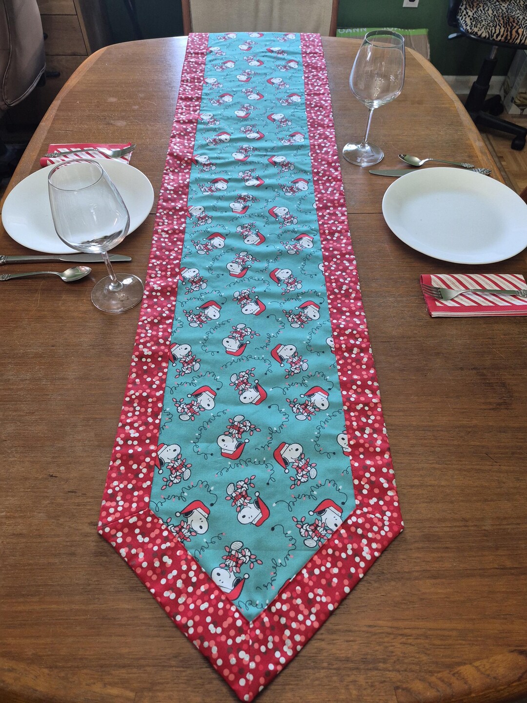 Snoopy Christmas Table Runner - Etsy