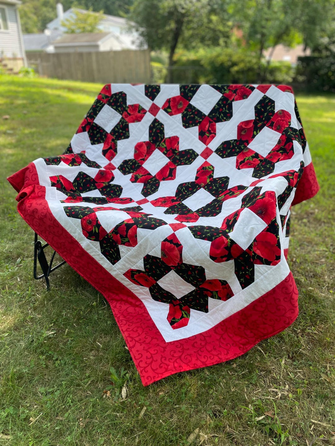 Red Poppies Quilt - Etsy