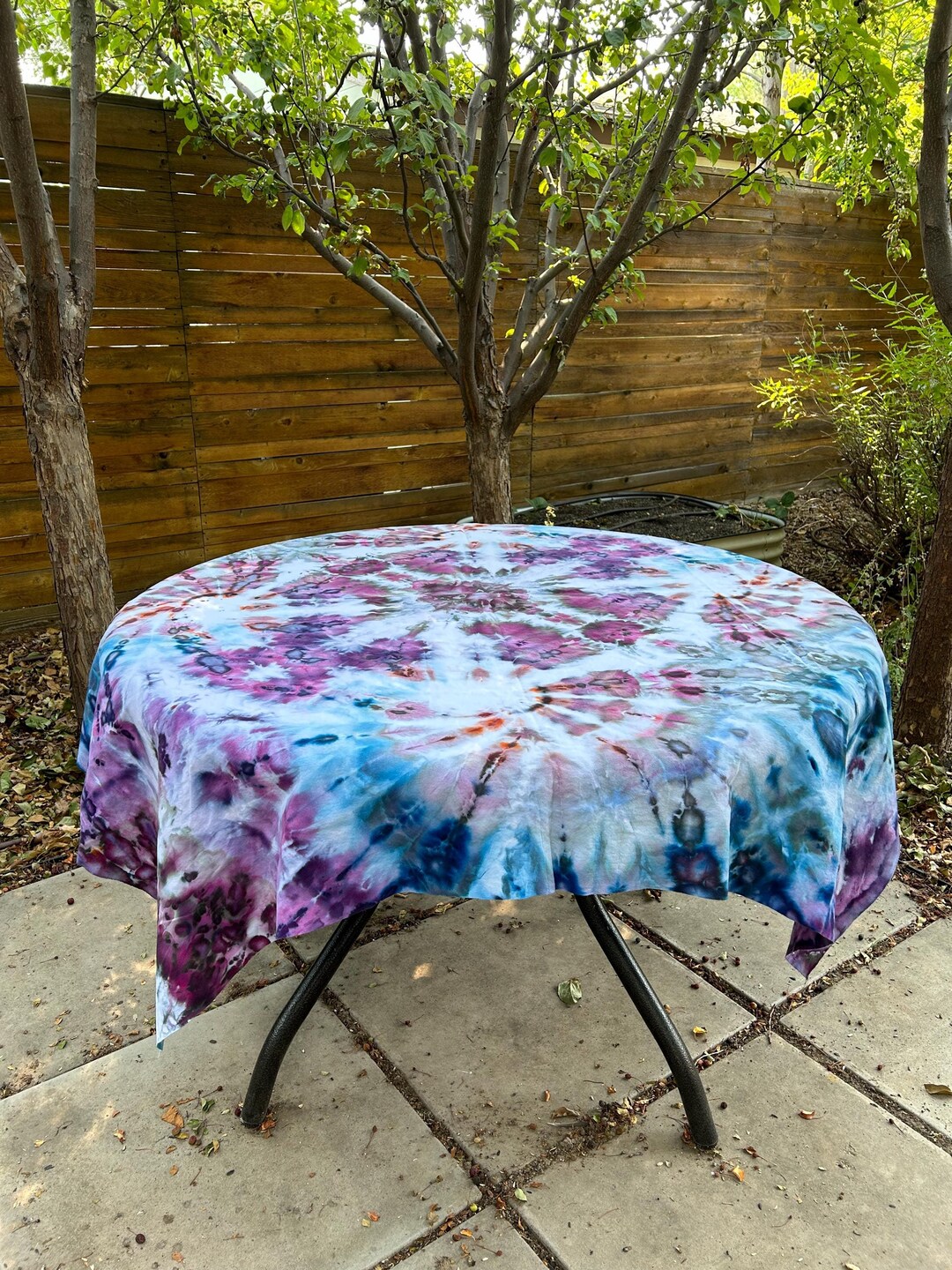Tie Dye Tablecloth 60"x60"/tapestry | Ice Dye | Winter Kaleidoscope ...