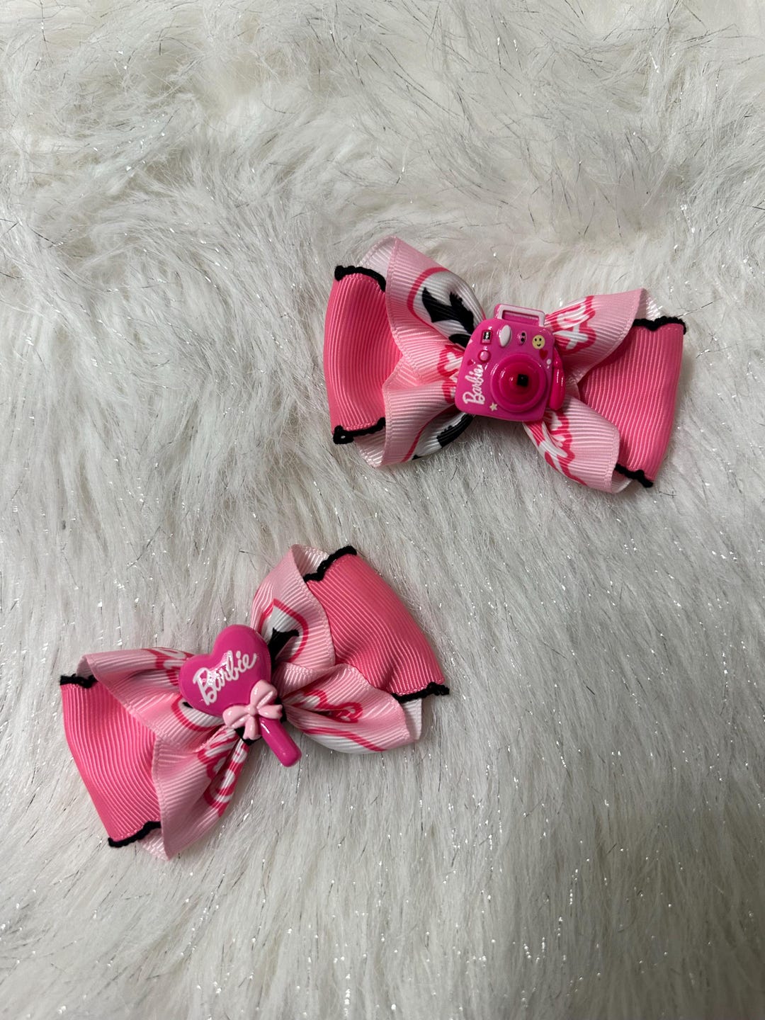 Barbie II Inspired Pink and Black Hair Clips - Etsy