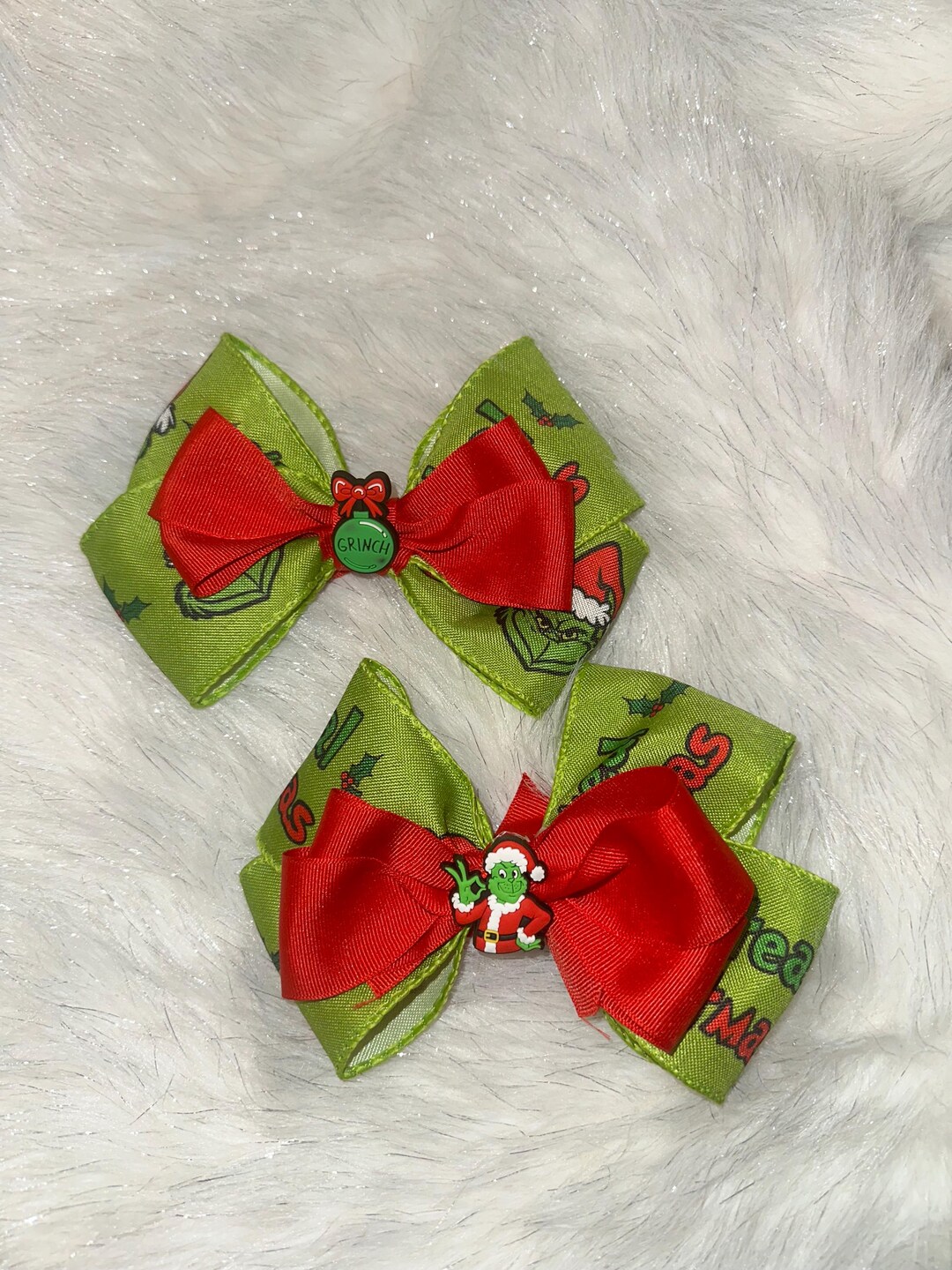 The Grinch Christmas Hair Bows - Etsy