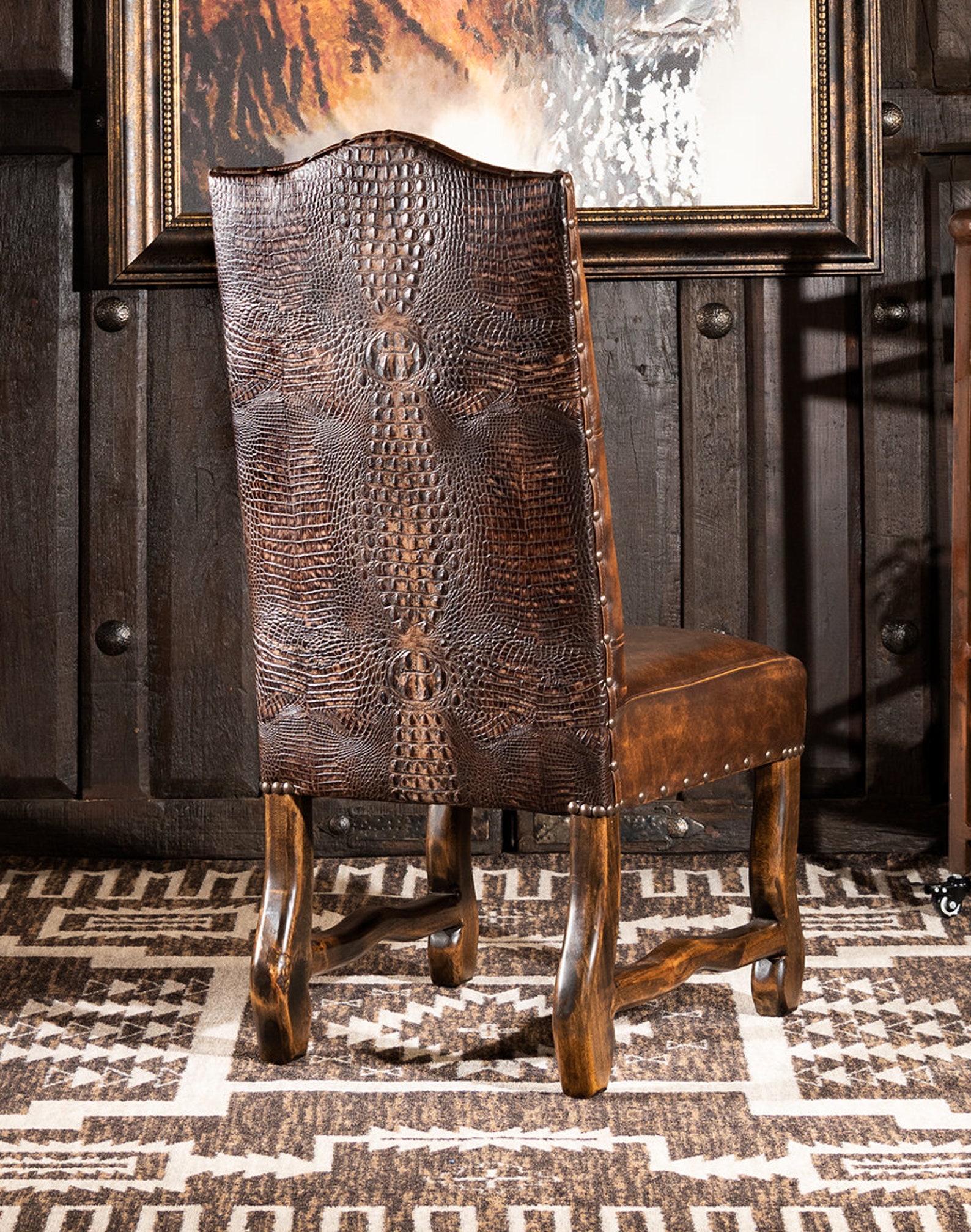 Sedona Croc Leather Dining Chair - Etsy