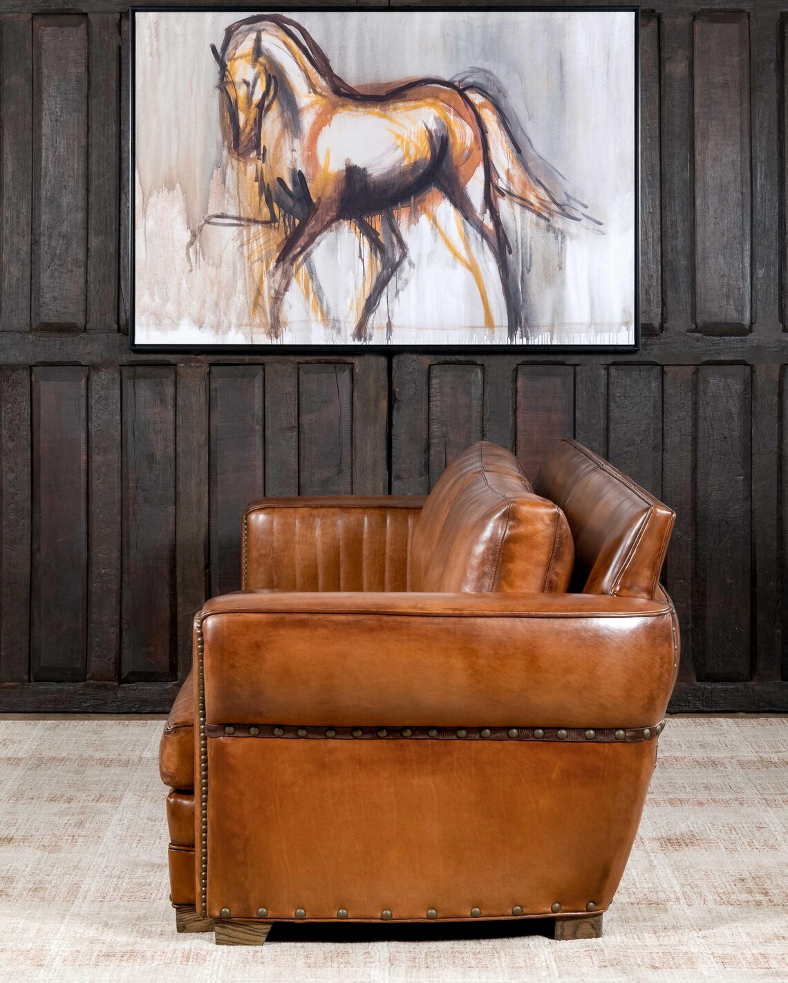 Hand-burnished Brown Leather Sofa | Modern Rustic Drover Design - Etsy