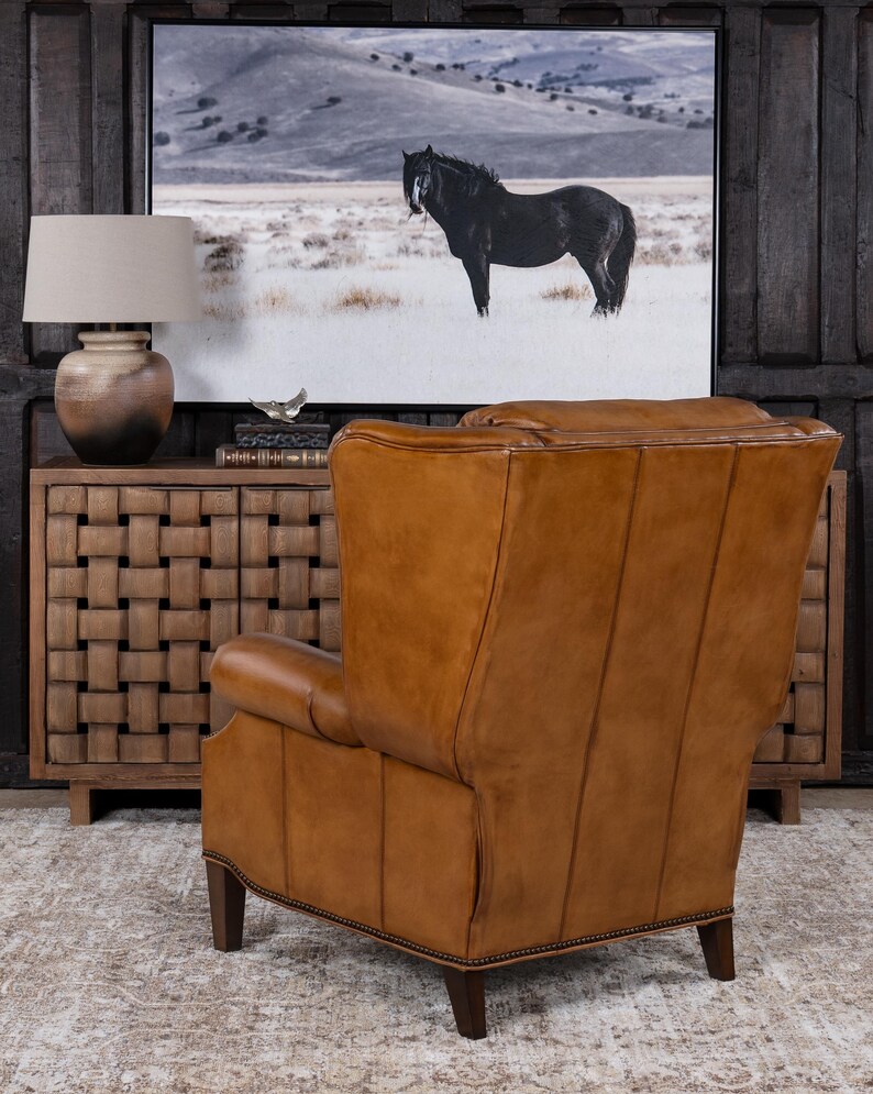 Jameswood Leather Recliner | Bustle Back Wingback, American Made - Etsy