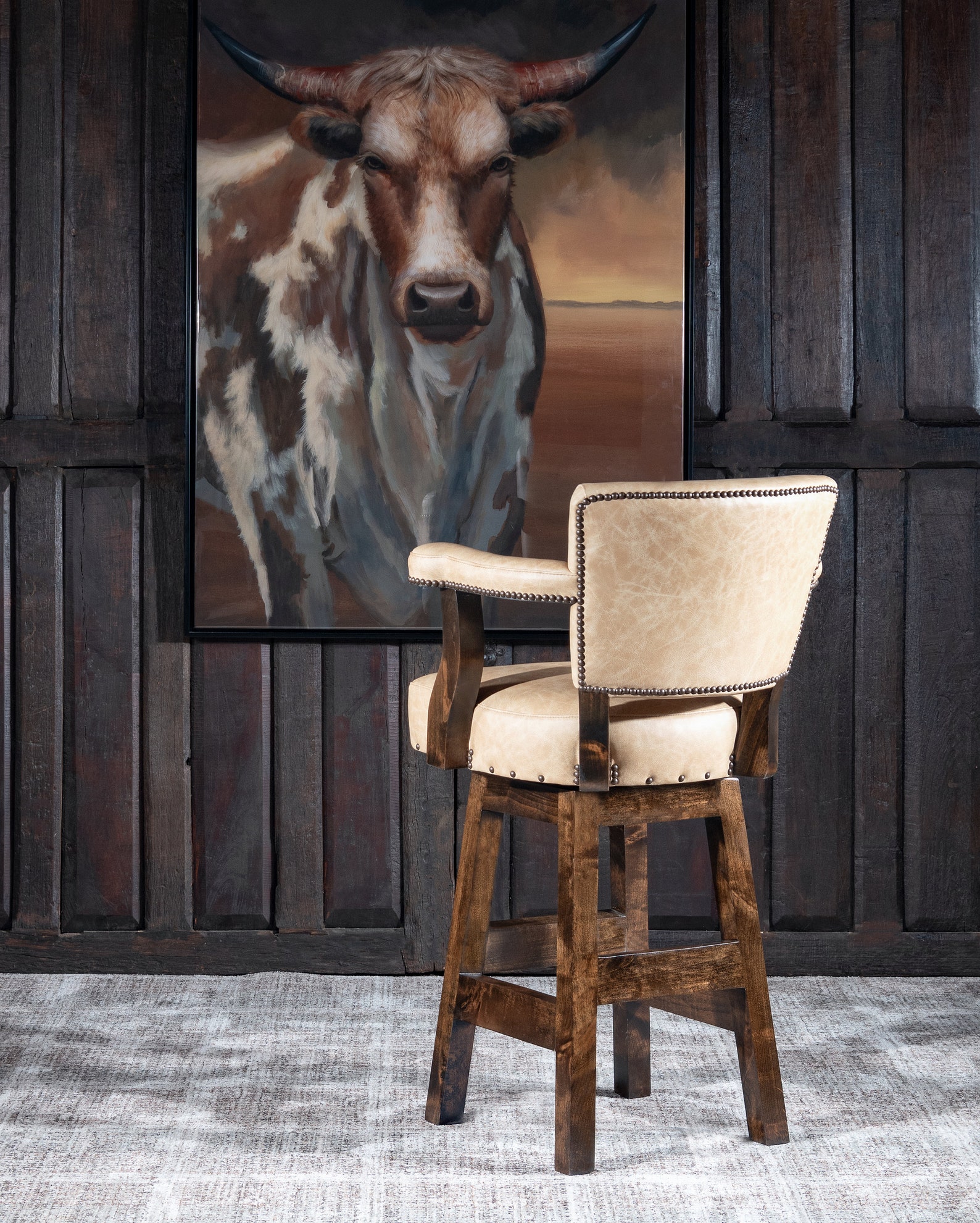 Chisum TX Palomino Barstool | Full Grain Leather | American Made - Etsy