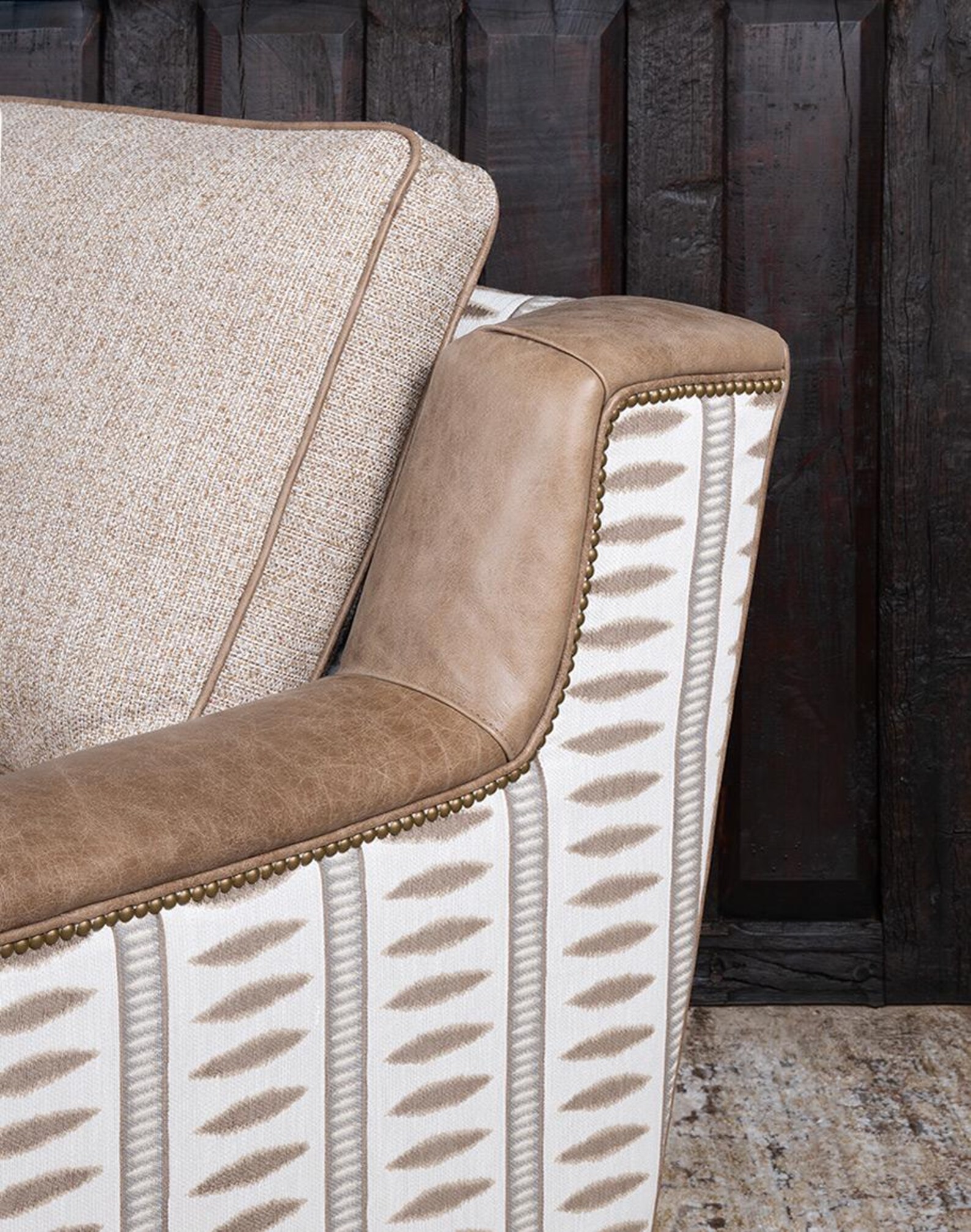 Leather Chaise Lounger | Western Style, Tweed Fabric, American Made - Etsy