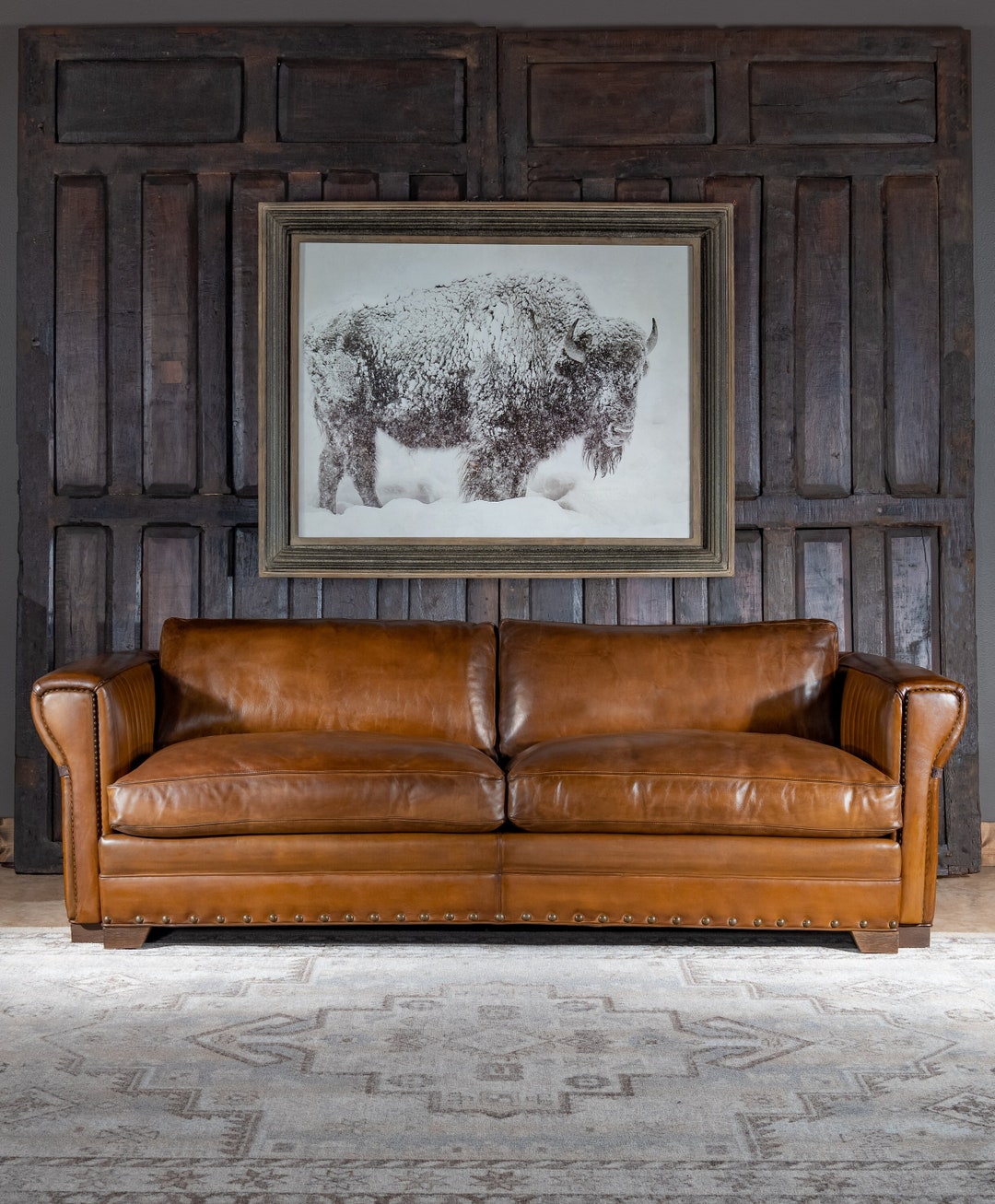 Drover Leather Sofa | Modern Rustic | American Made - Etsy