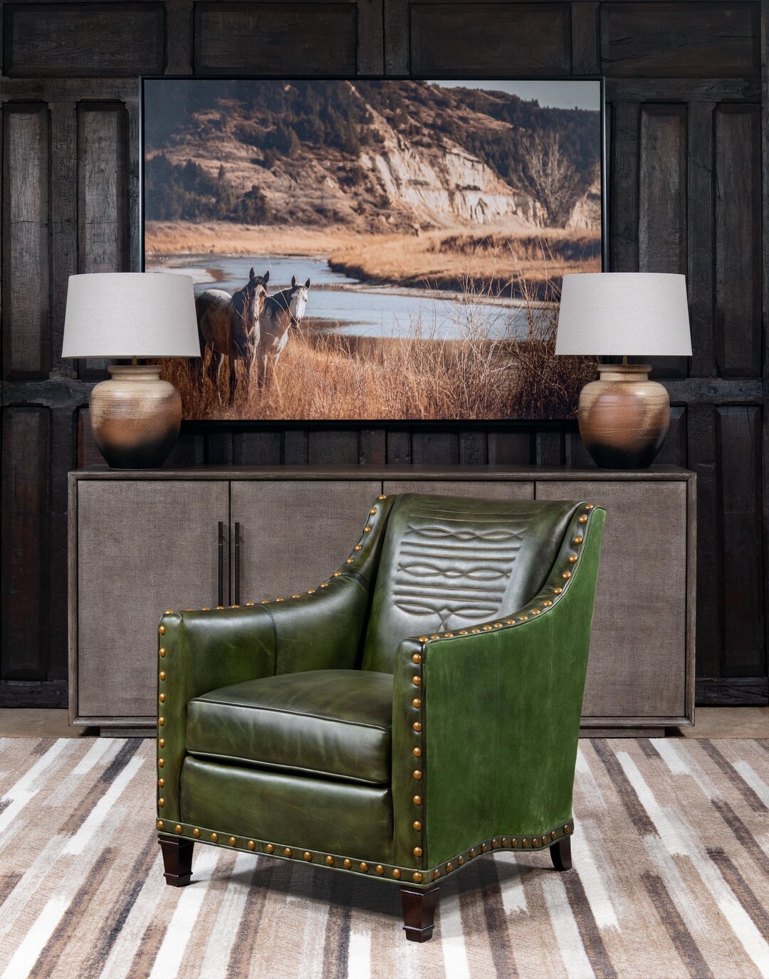 Cassidy Olive Leather Chair | Leather | Western | American Made - Etsy