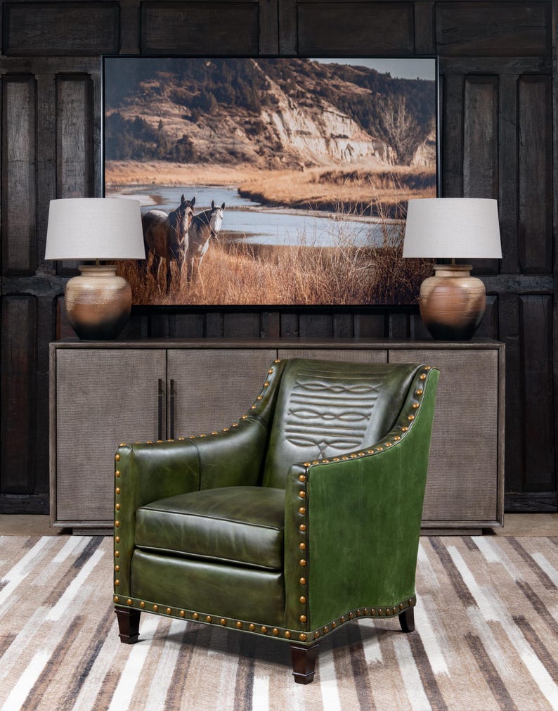 Cassidy Olive Leather Chair | Leather | Western | American Made - Etsy