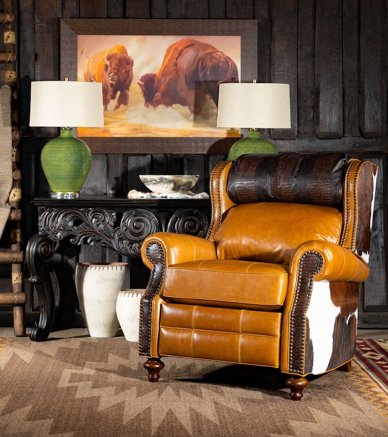 Bronco Recliner | Western | Leather | American Made | Cowhide | High ...